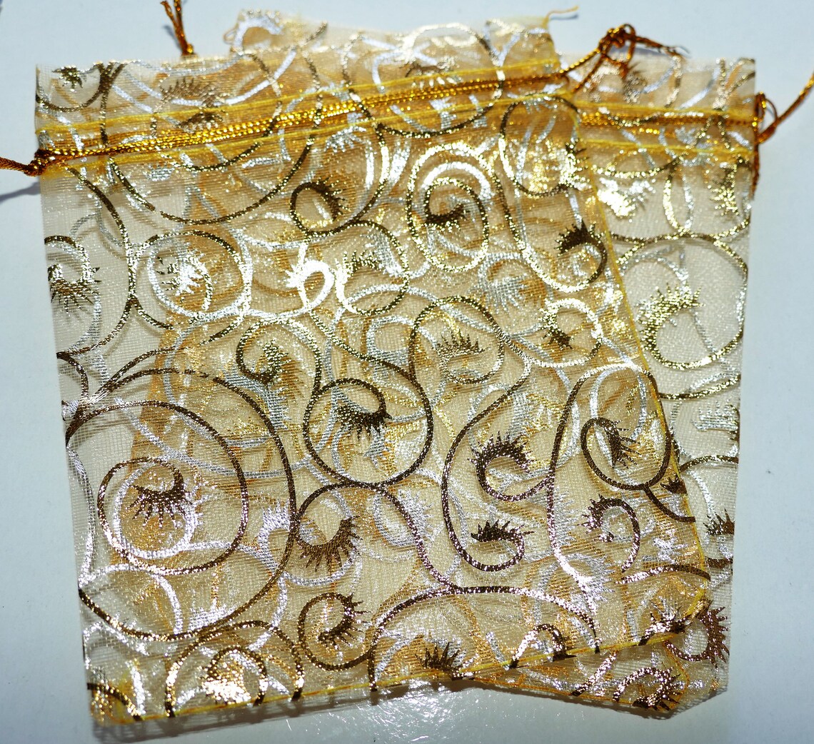 5/10 Gold Gift Bags With Drawstring for Packing 10x12cm - Etsy