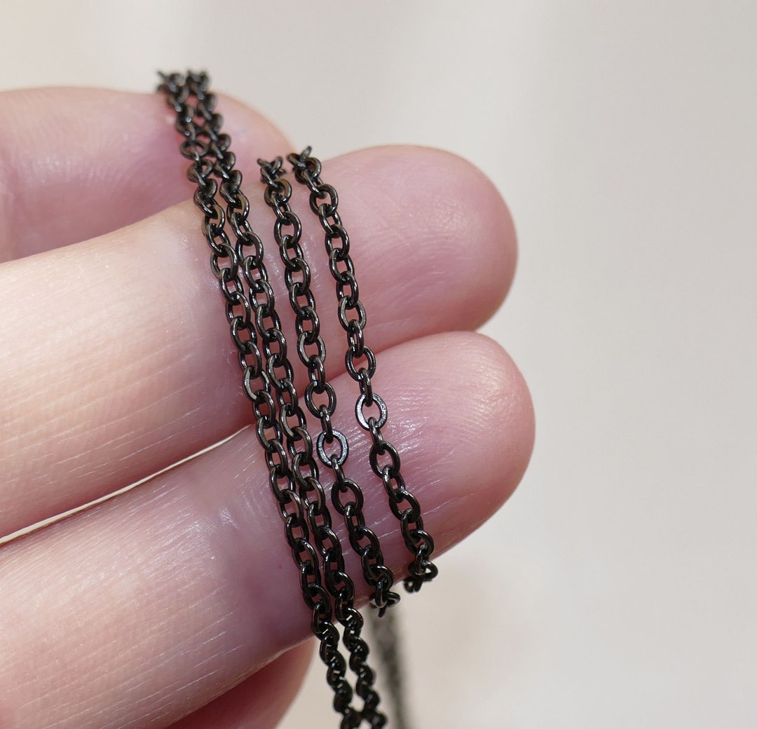 3.3 Feet Black 316L Stainless Steel Cable Soldered Link Chain, 1M ...