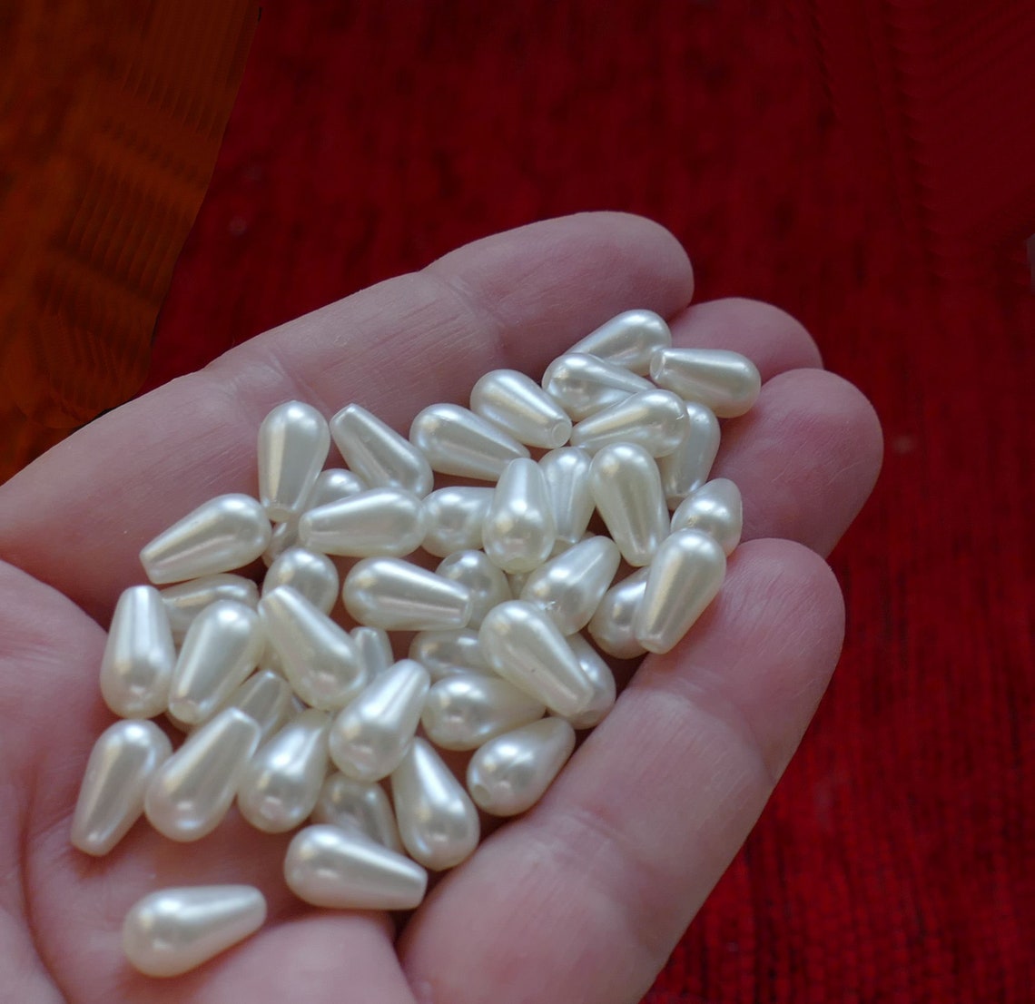 20/50x off White Acrylic Teardrop 10mm Oval Beads, Cream Color Spacer ...