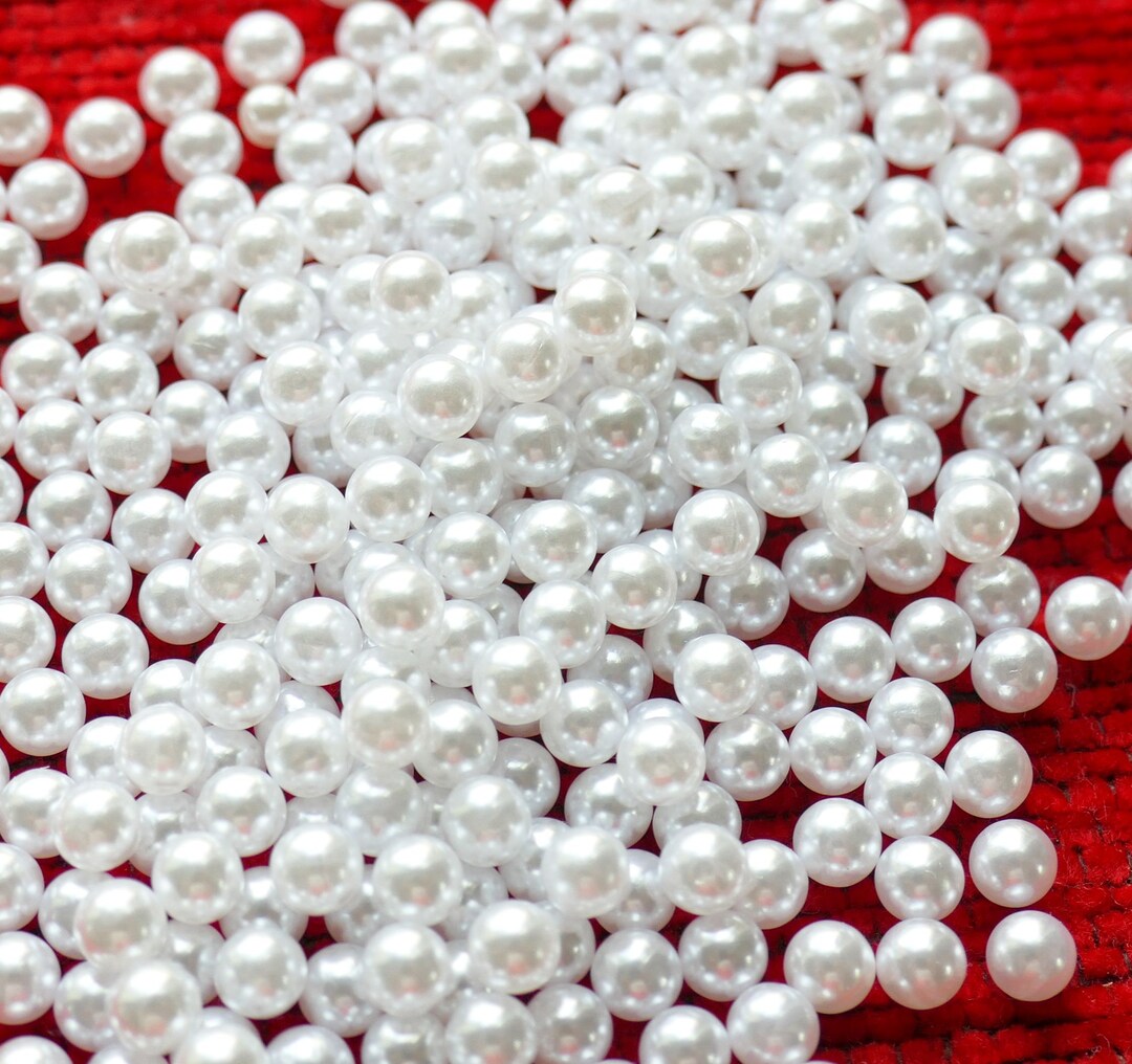 50/100x White 5mm Round Beads Without Holes, Vase Decoration Faux Pearl ...