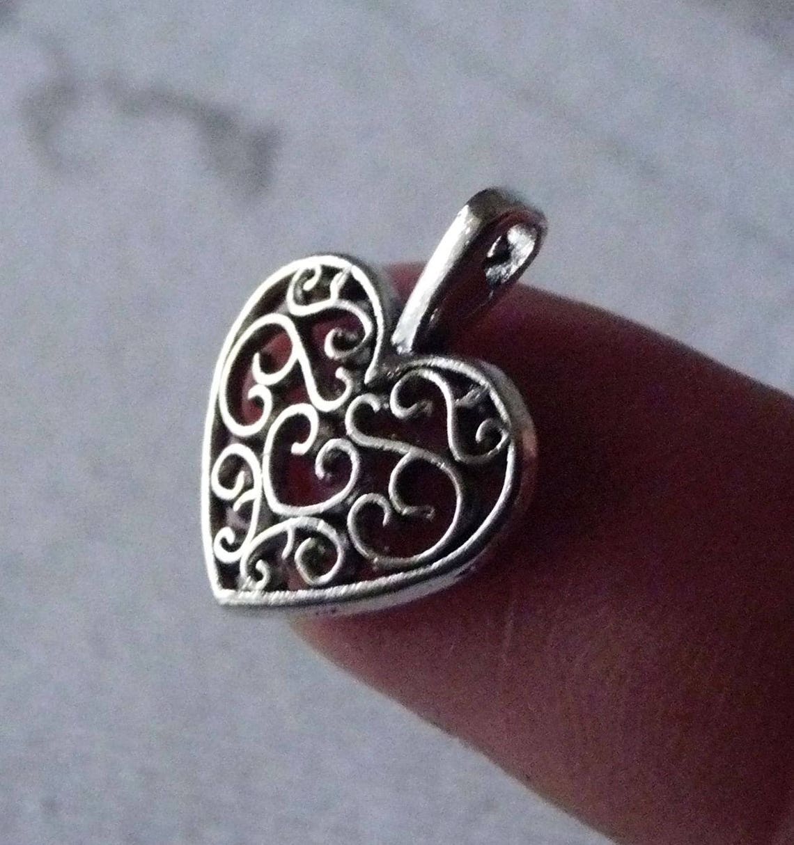 5/10x Heart Filigree Love Charms Antique Silver Tone - Etsy