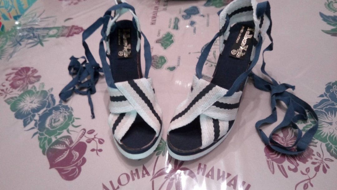 New 50s Style Cotton Wedge Sandals Made in Italy!!! - Etsy