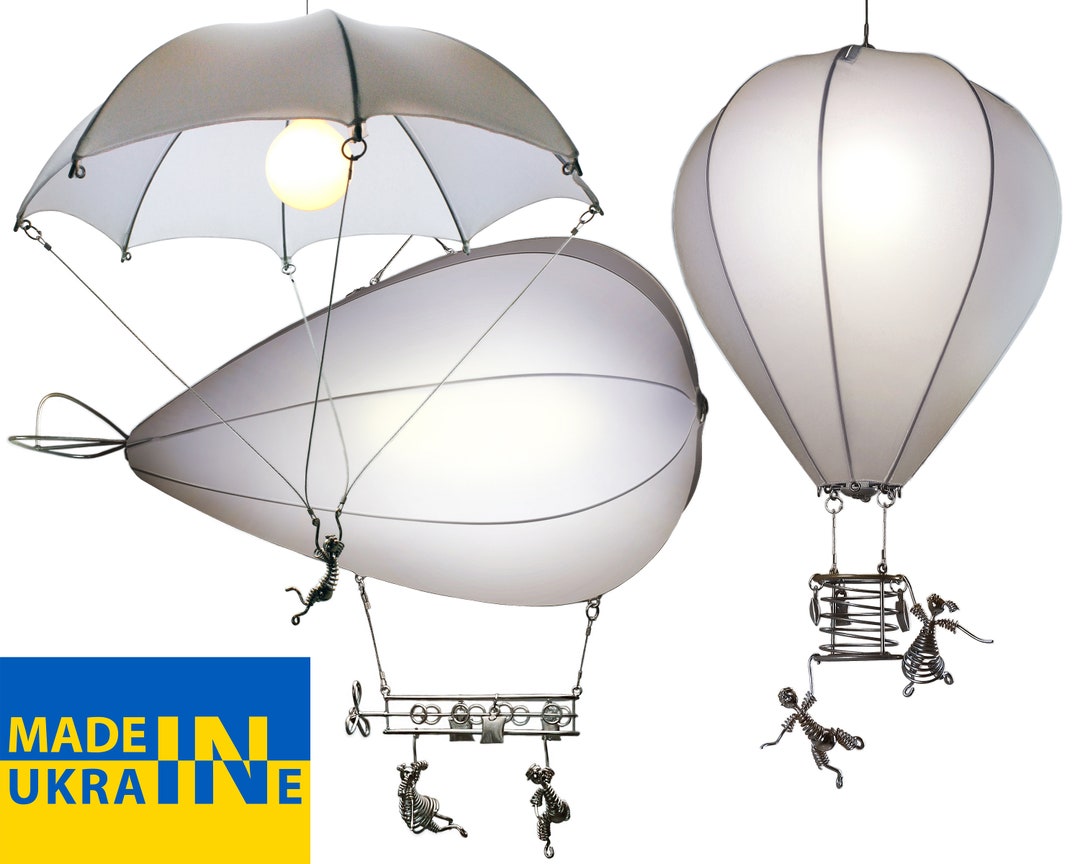 Nursery Pendant Lights Set: Zeppelin, Balloon, Parachute Lamps - Etsy