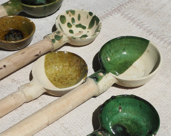 Moroccan Tamegroute Green Glazed Serving Spoon, Decorative Spoon ...