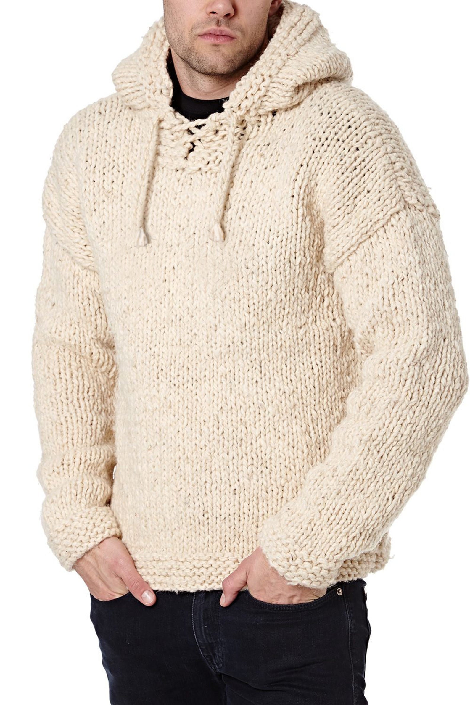 Unisex Handmade Artisan Woollen Hooded Jumper Chunky - Etsy UK