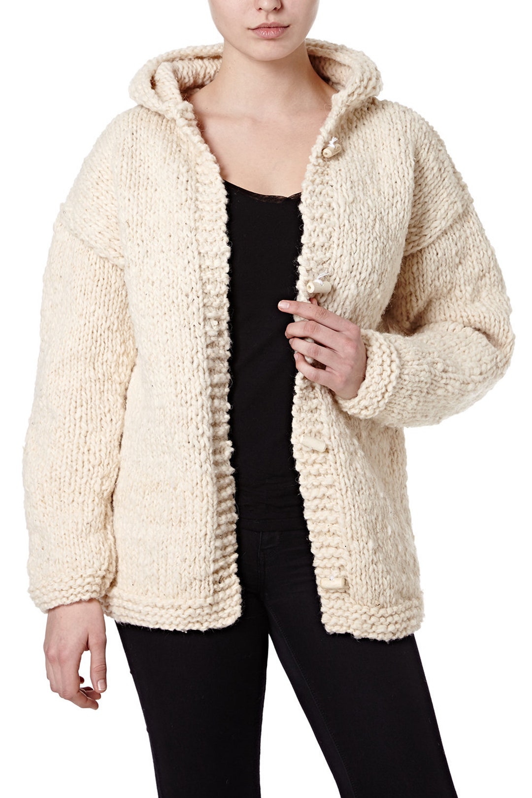 Unisex Woollen Cardigan, Handmade Artisan Jumper, Chunky Knitwear, Stay ...