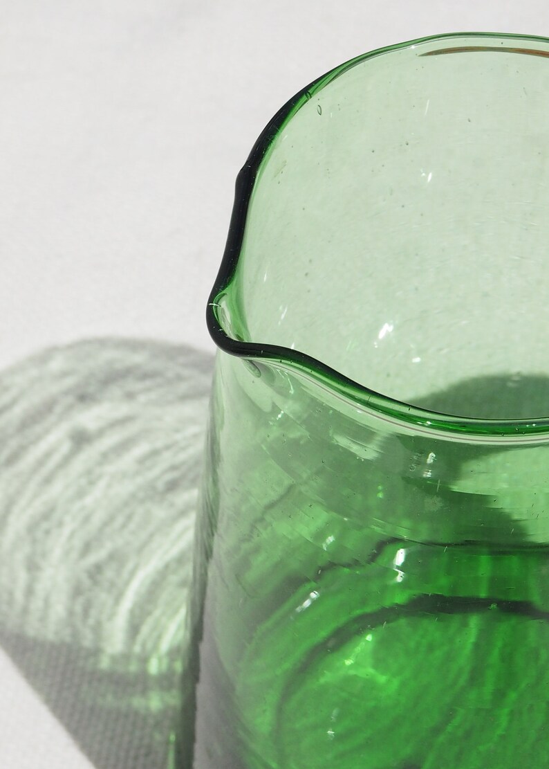 Recycled Moroccan Green Cone Glass Jug Sustainable Handmade | Etsy UK