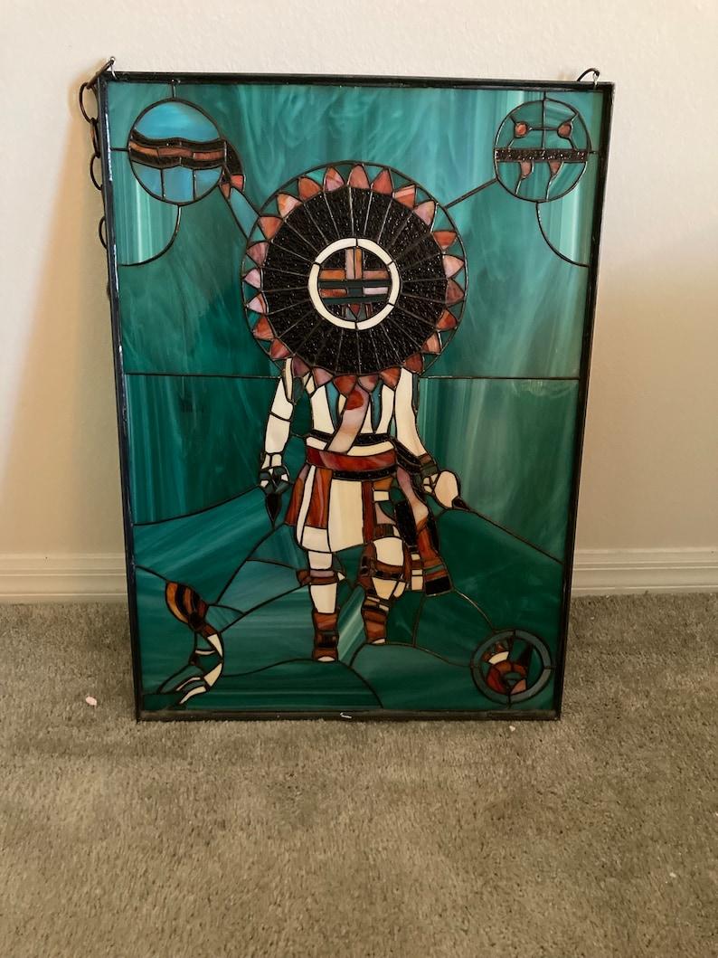 Stunning Native American Stained Glass Wall/window Hanging FREE ...