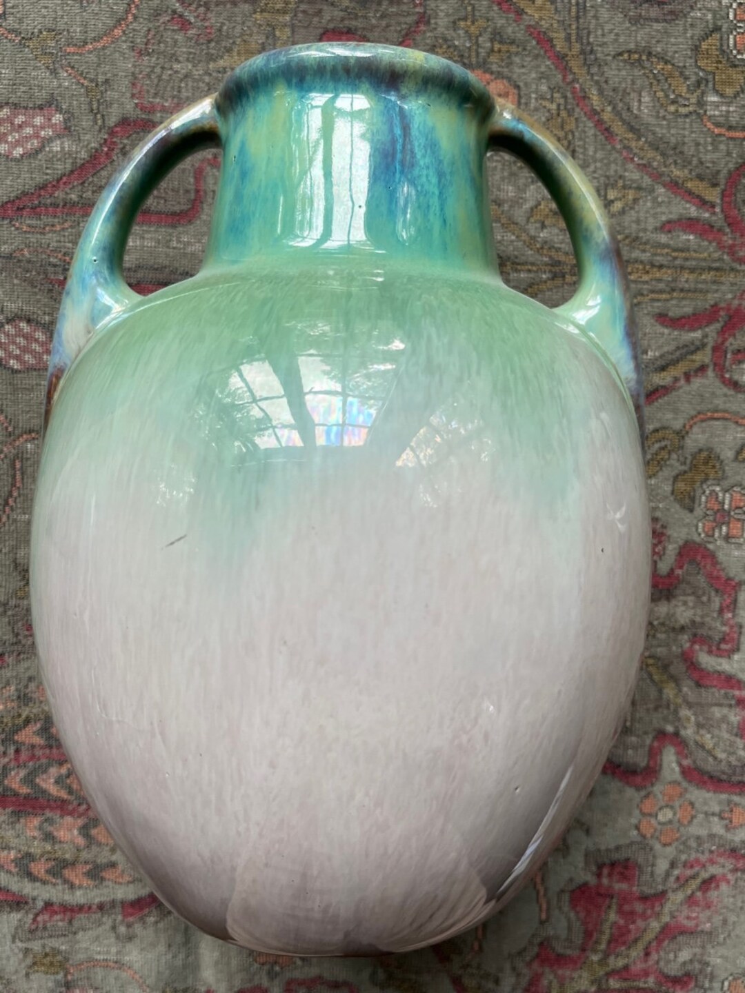 Fulper Shouldered and Two Handled Vase in a Rare, Exceptional Green ...