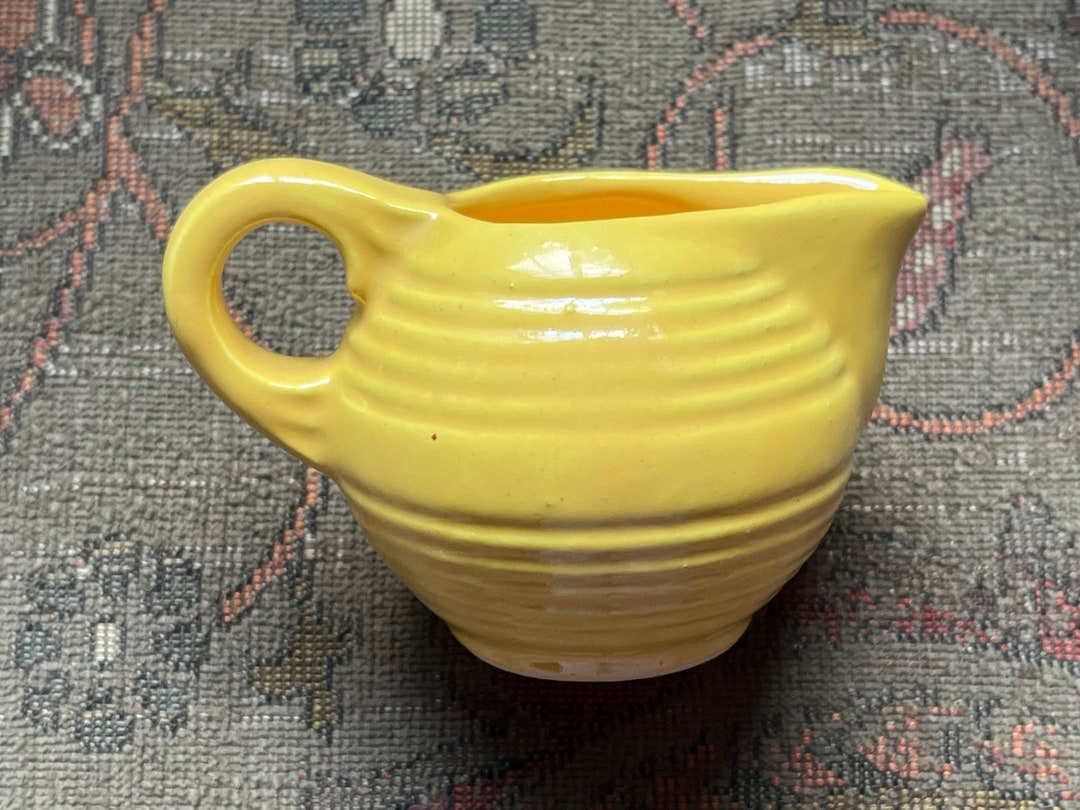 Miniature Stangl, Bright Yellow Ribbed Pottery Pitcher, 1.75 Inches ...