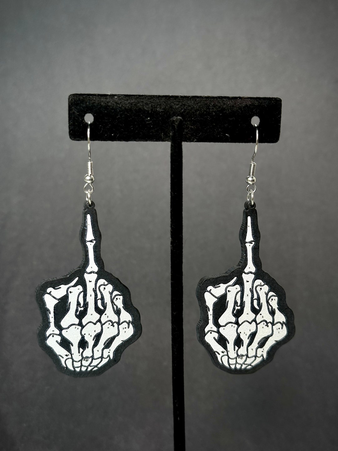 Middle Finger Skeleton Earrings - Etsy