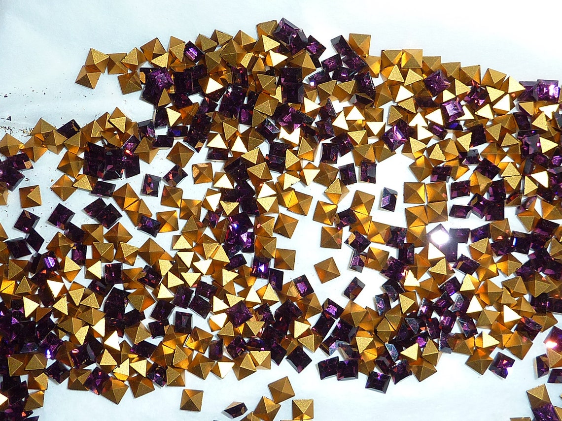 Preciosa Vintage Pointy Square Crystals. Amethyst. 4 & 8mm. | Etsy
