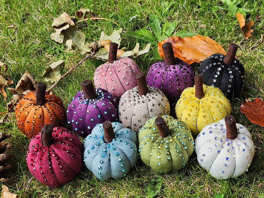 Small Hand Embellished Plush Pumpkins - Various Colours With Zodiac ...