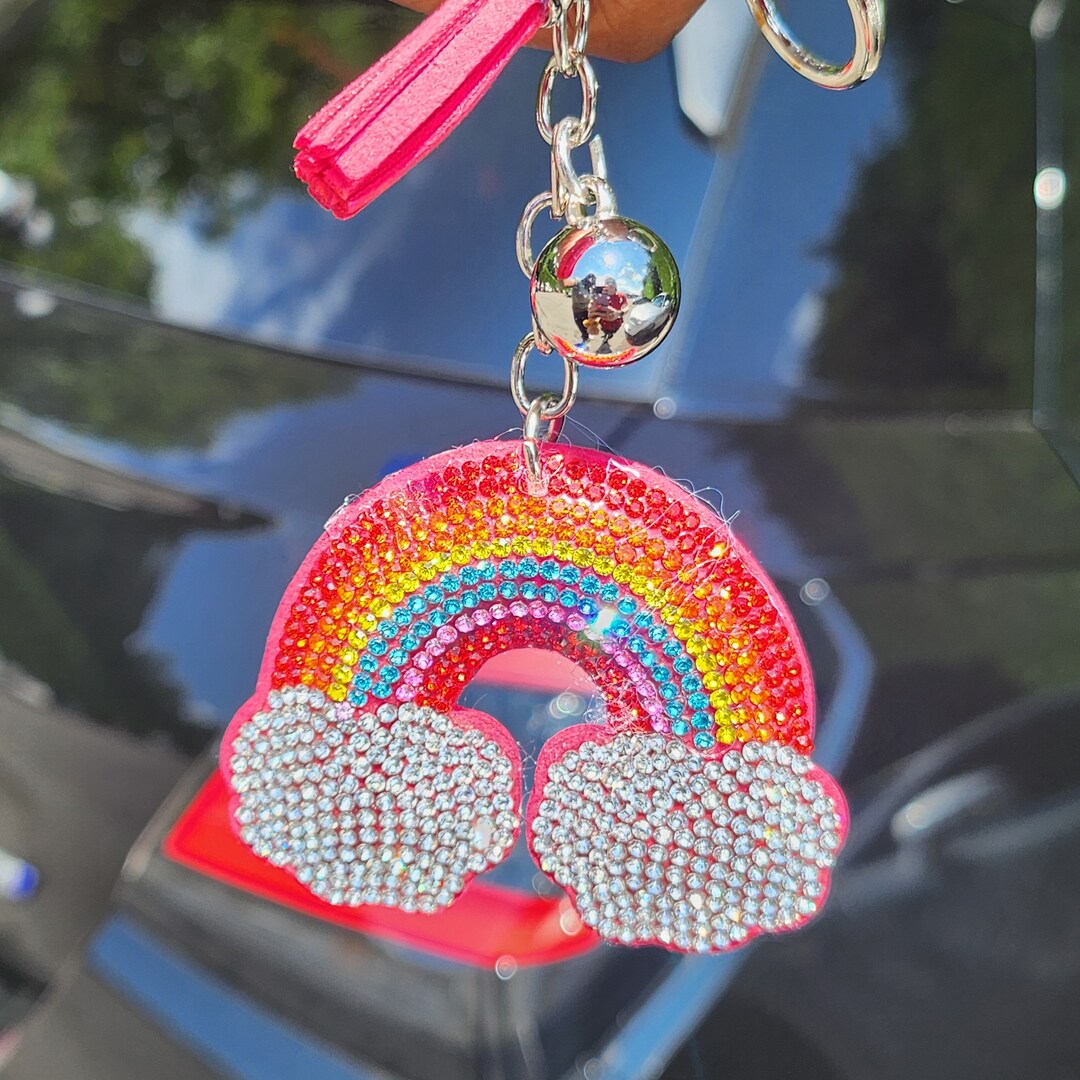 Cute Rainbow Keyring With Sparkly Crystals | Perfect for Adding Colour ...