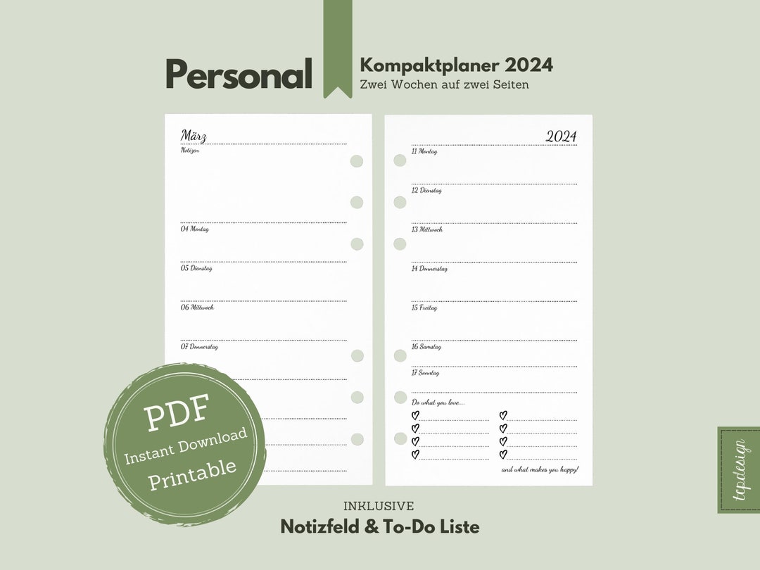 Personal // Compact Planner 2024 // Weekly Planner in the Style what ...