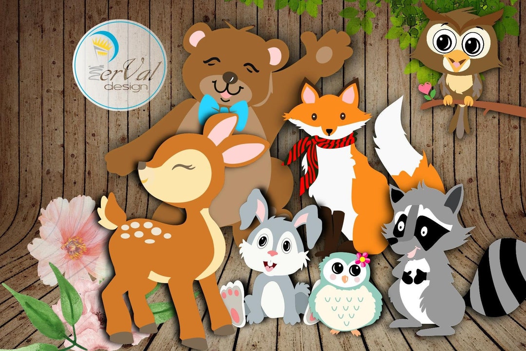 Woodland Animals SVG Set, Cute Baby Animals, Clip Art, Fox Deer Owl ...
