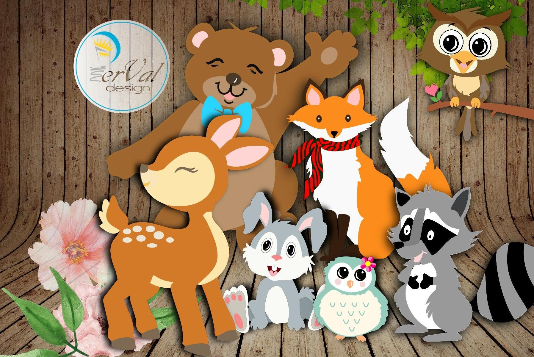 Woodland Animals SVG Set Cute Baby Animals Clip Art Fox - Etsy
