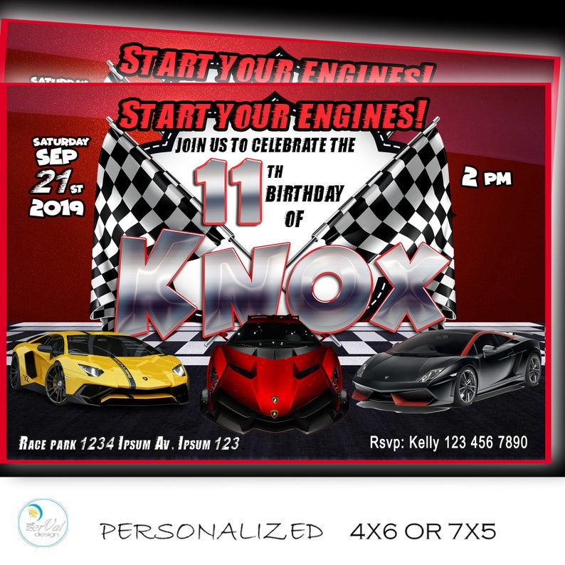 Race Car Invitation Lamborghini Invitation Cars Invitation - Etsy
