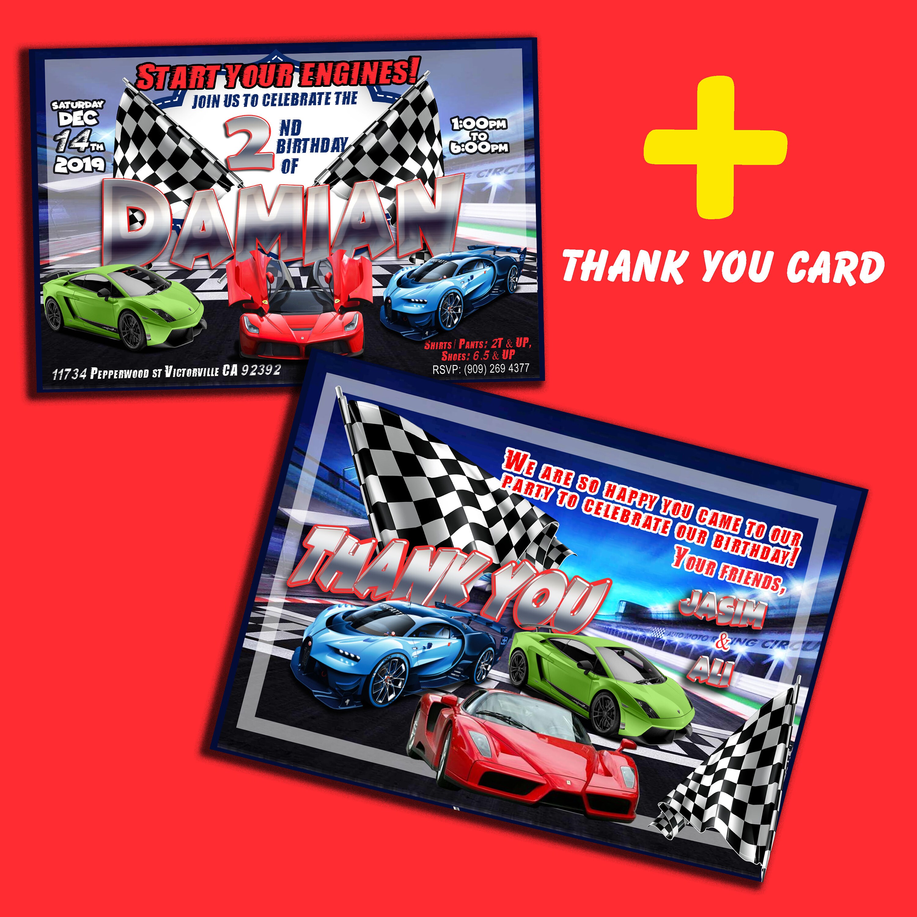 Race Car Invitation Ferrari Invitation Cars - Etsy