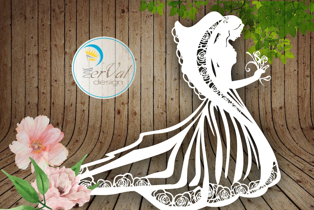 Wedding Bride Design Svg Dxf Png Pdf Studio3 - Papercutting Template to ...
