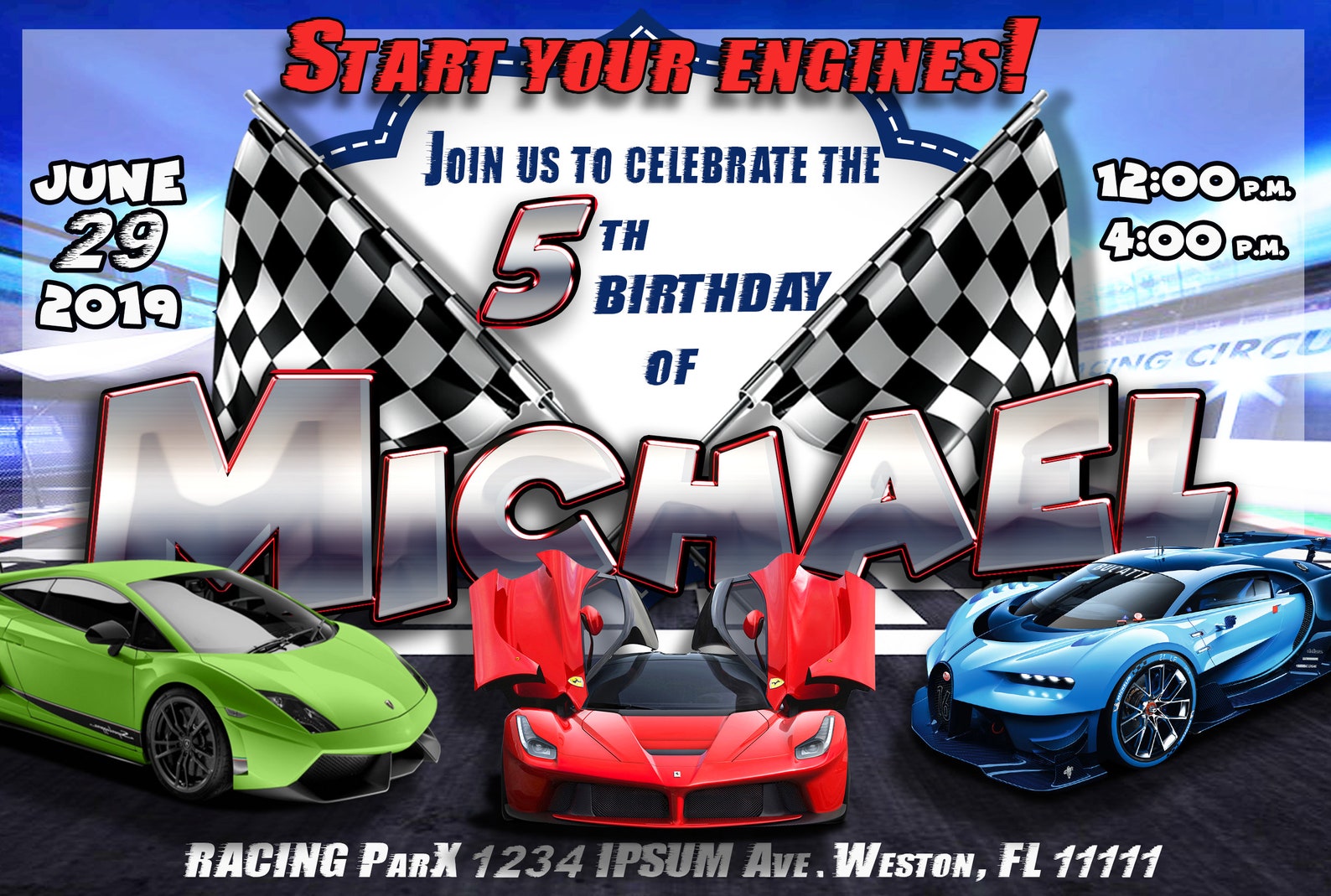 Race Car Invitation Ferrari Invitation Cars - Etsy