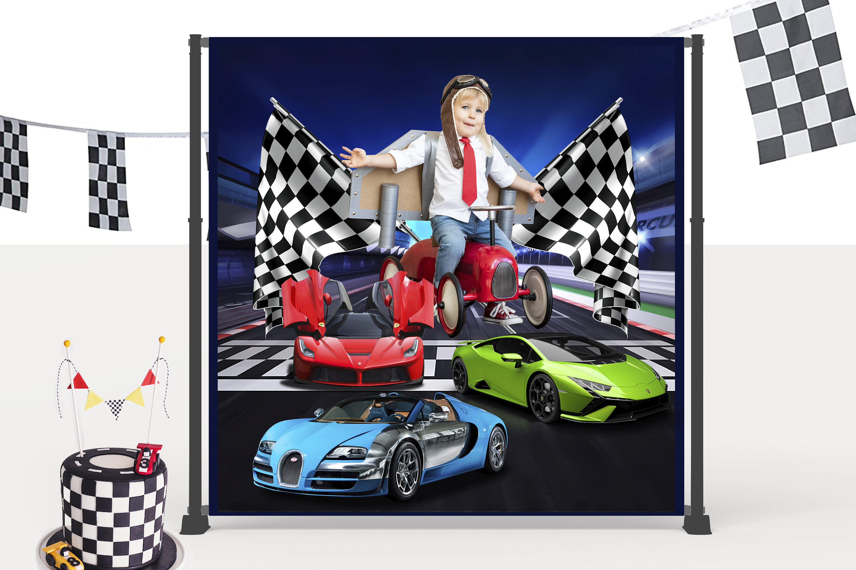 Race Car Backdrop, Ferrari Invitation, Cars Invitation,lamborghini Race ...