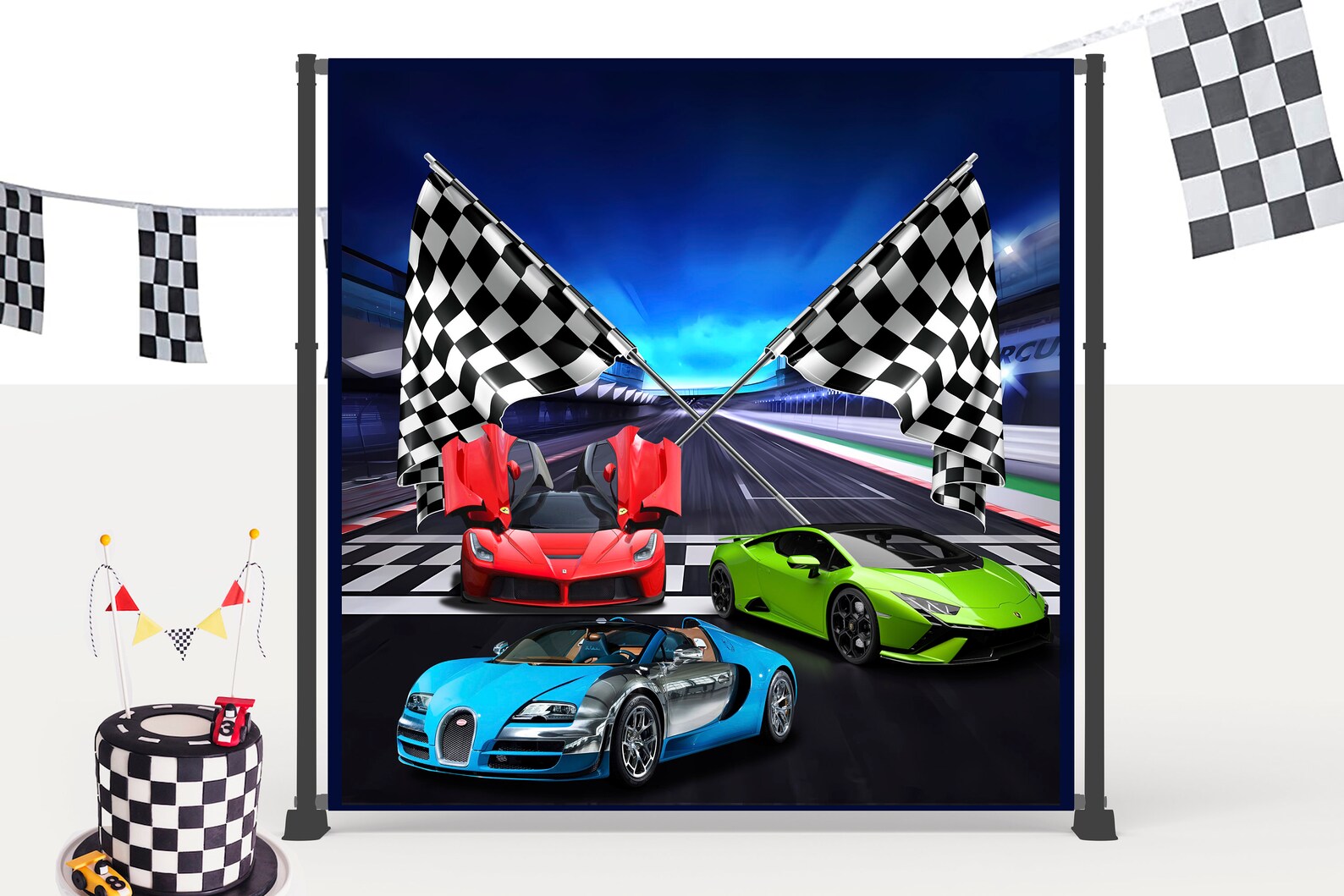 Race Car Backdrop, Ferrari Invitation, Cars Invitation,lamborghini Race ...
