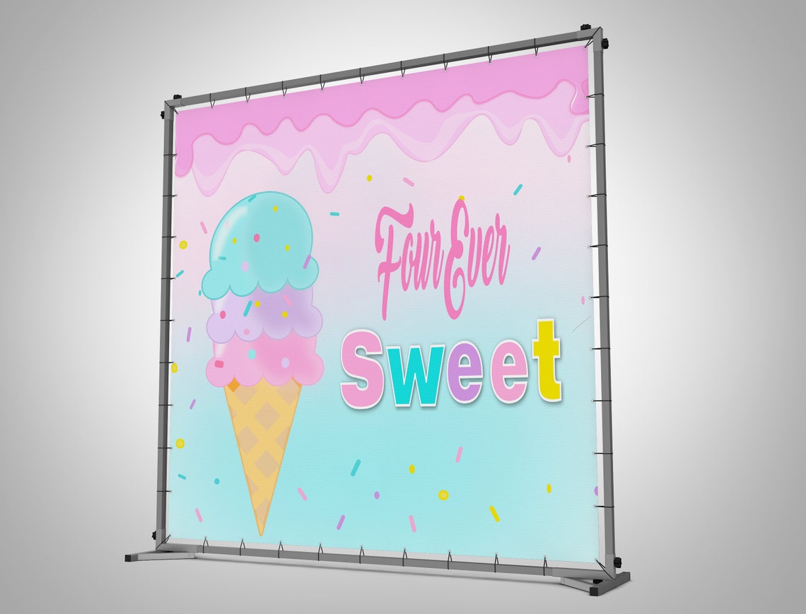 DIGITAL Ice Cream Backdrop Ice Cream Banner Candy Bar Backdrop Digital ...