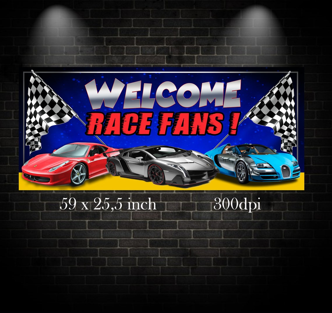 Welcome Race Car Banner Race Car Happy Birthday Banner Race - Etsy