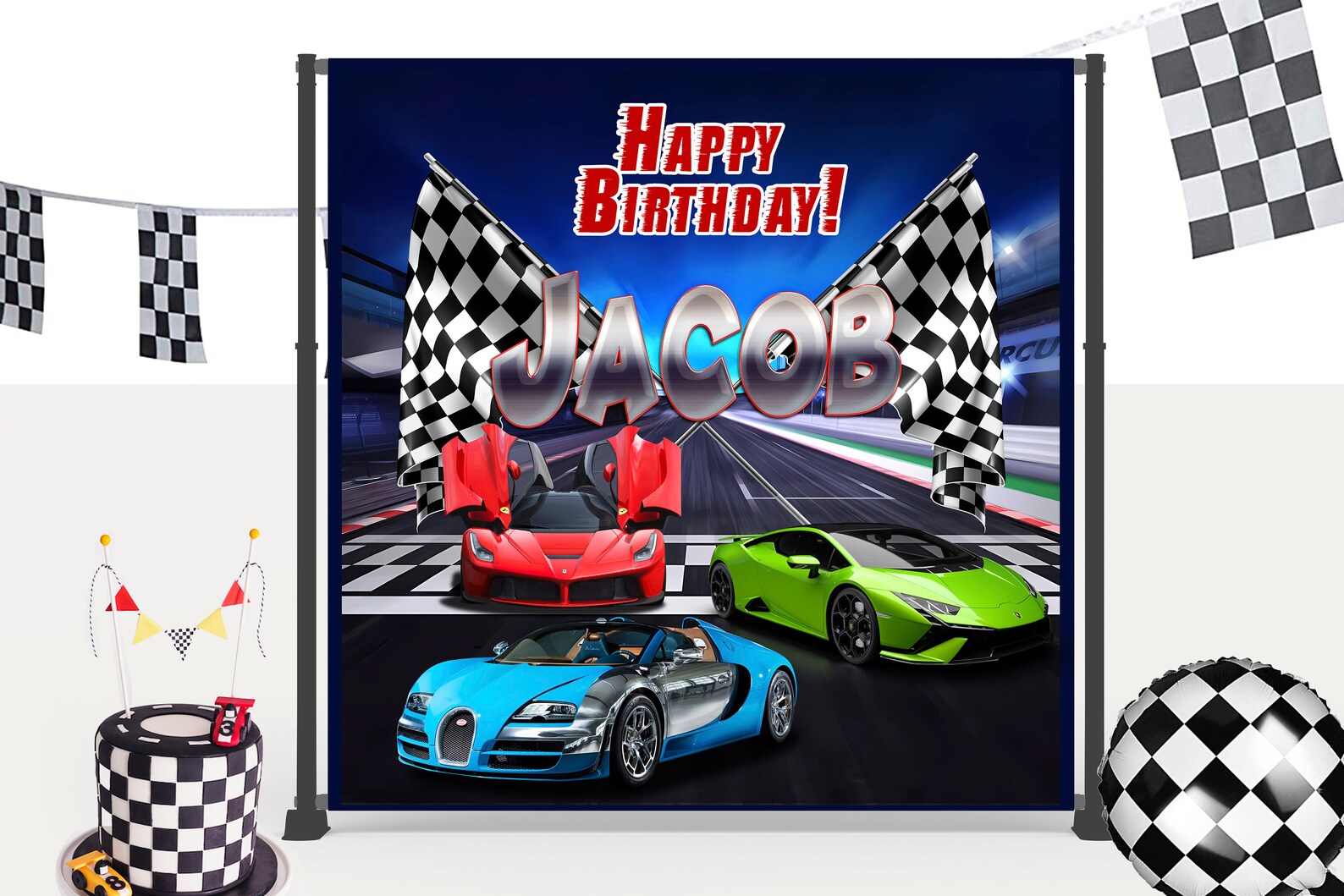 Race Car Backdrop, Ferrari Invitation, Cars Invitation,lamborghini Race ...