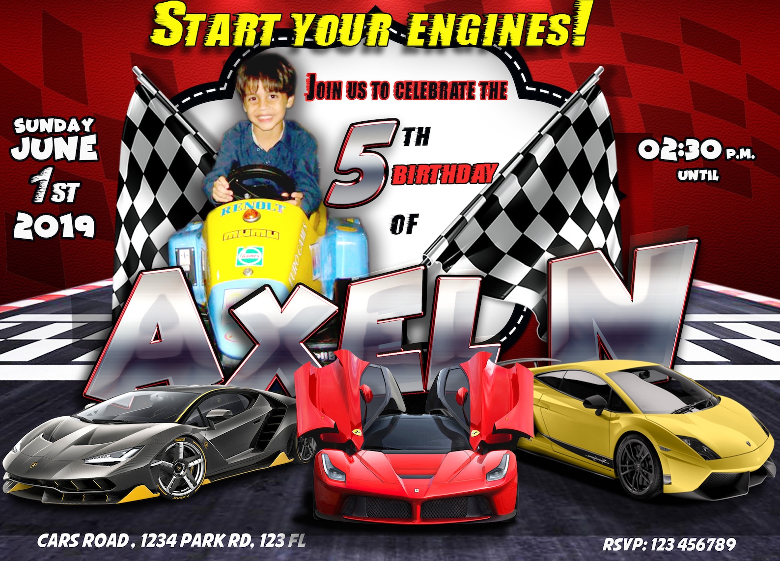 Race Car Invitation Ferrari Invitation Cars - Etsy