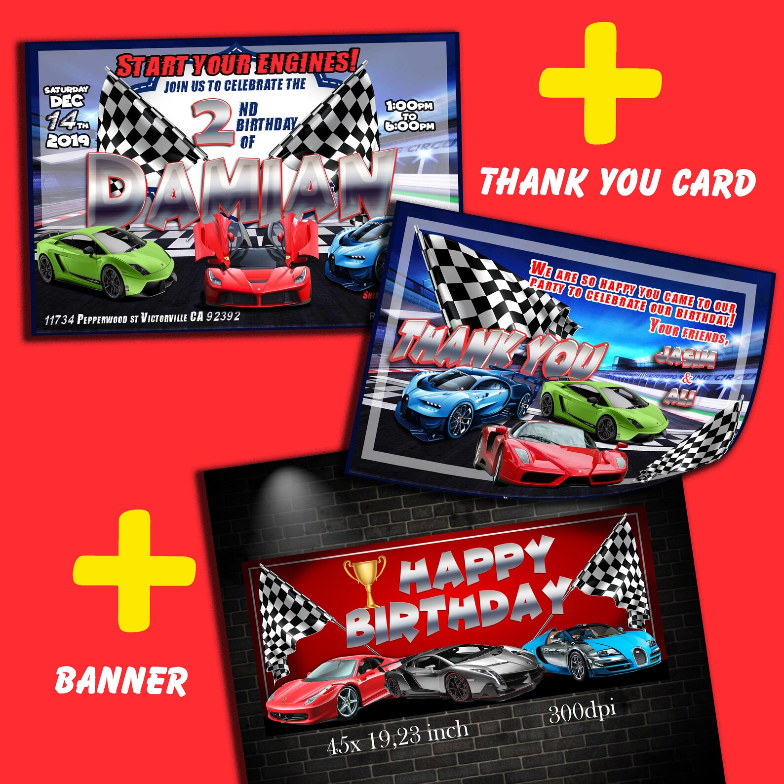 Race Car Invitation Ferrari Invitation Cars - Etsy