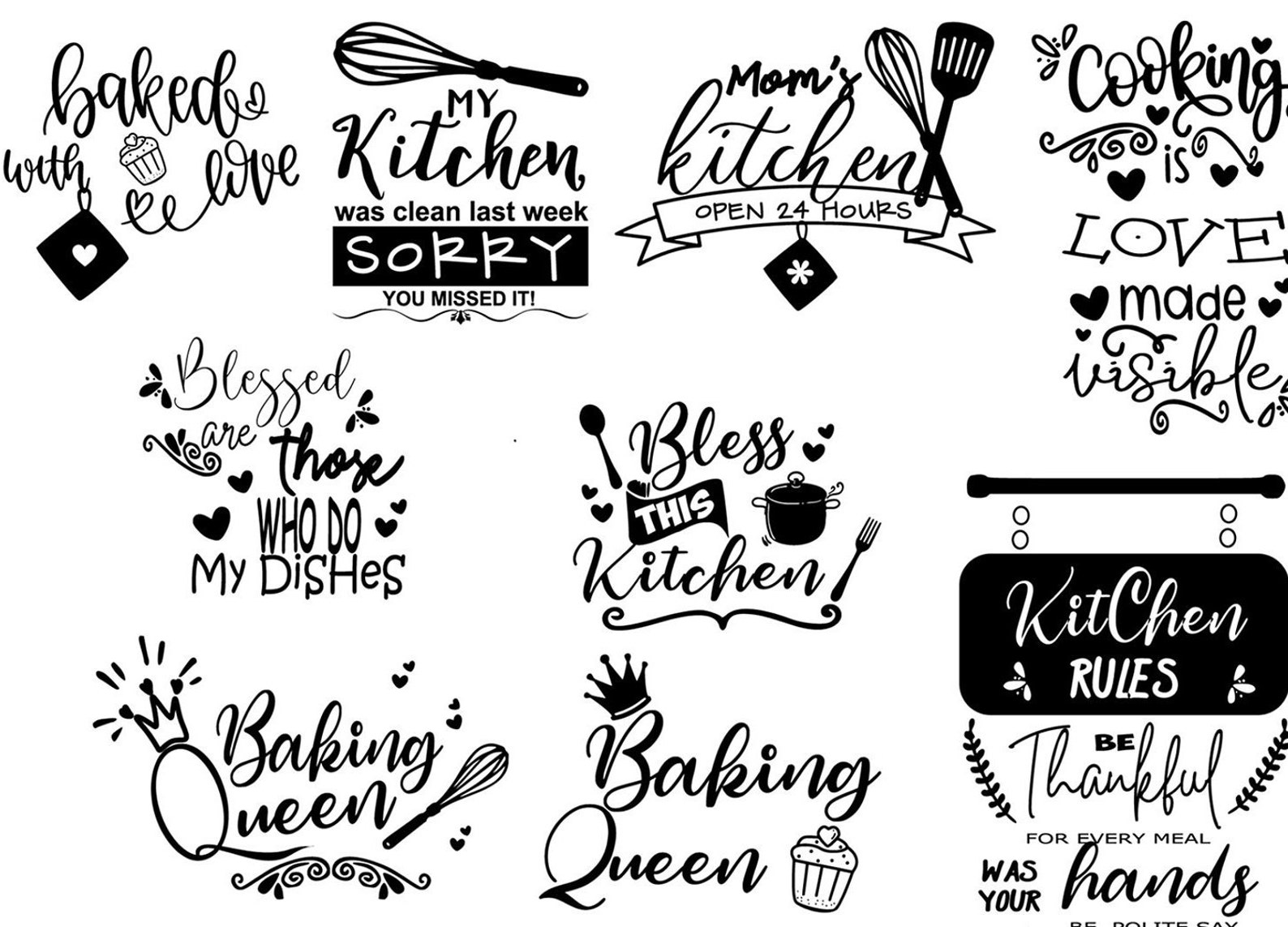 Kitchen SVG Cut File Bundle 68 Kitchen Elements | Etsy