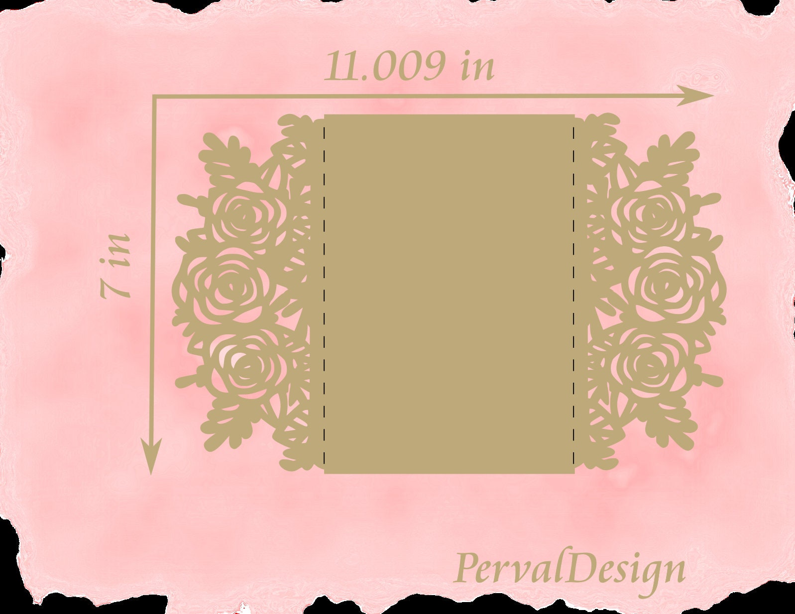 Laser Cut Rose Wedding Invitation SVG Template: Tri Fold Card (digital ...
