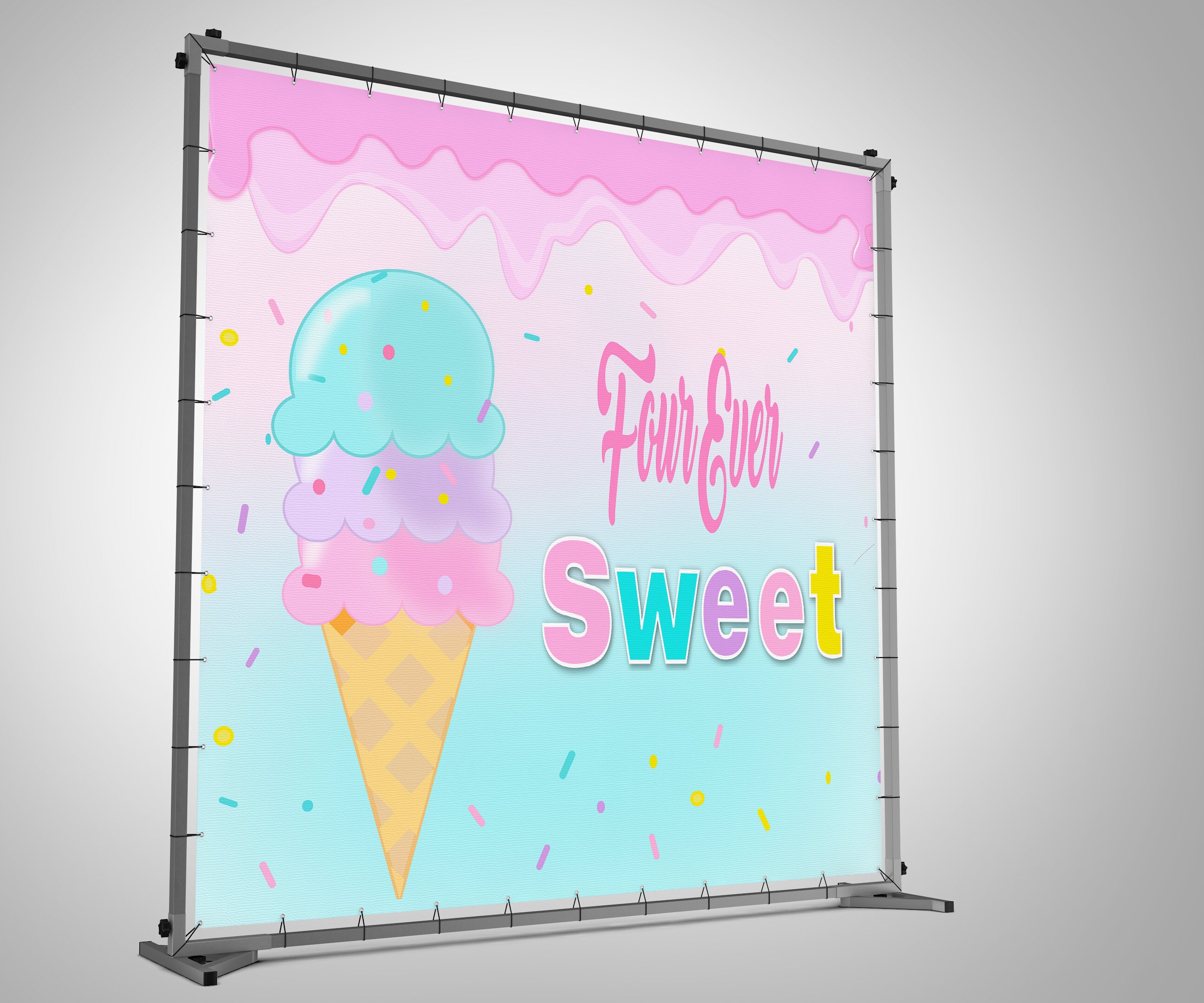DIGITAL Ice Cream Backdrop Ice Cream Banner Candy Bar Backdrop Digital ...