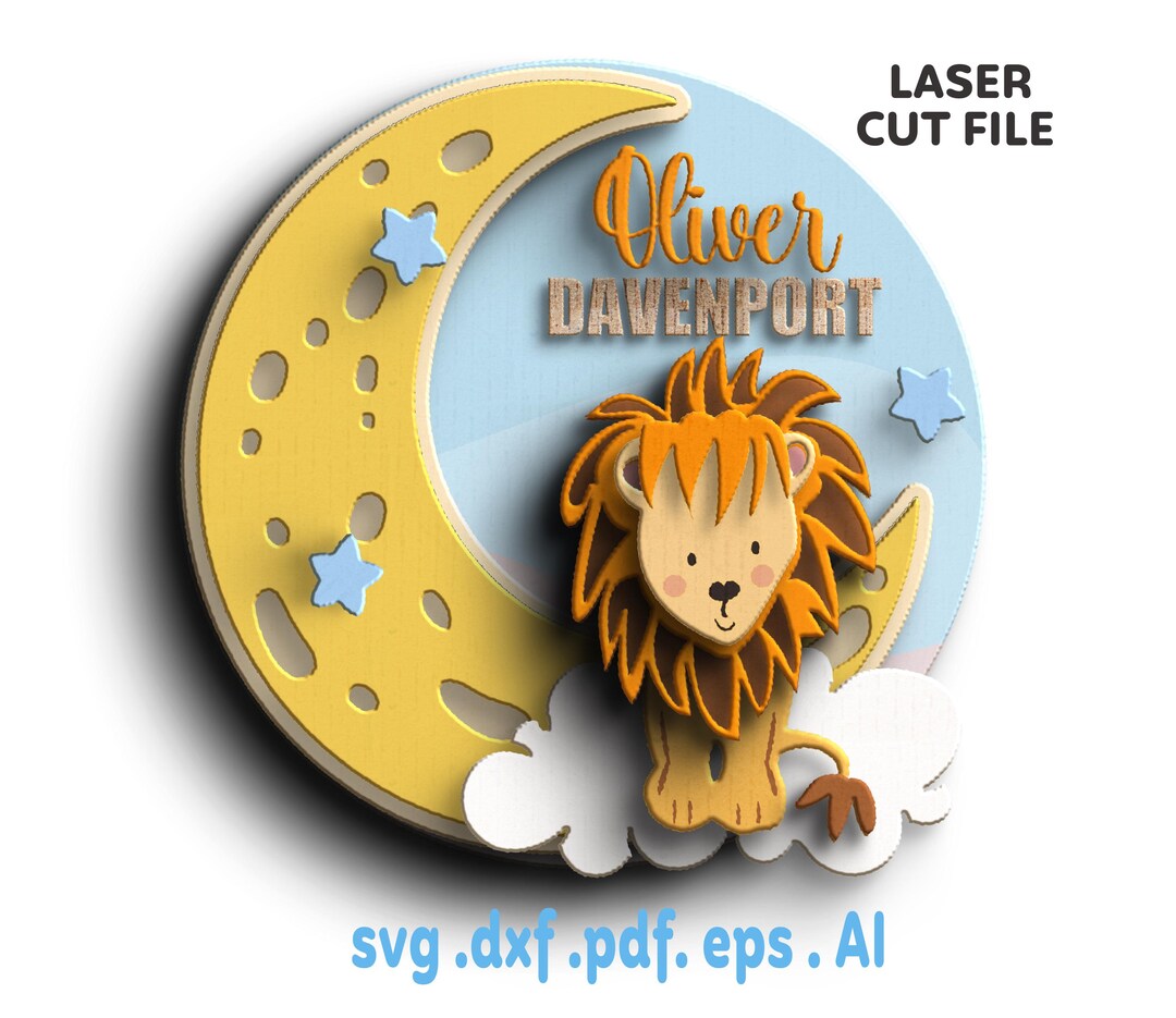 Lion Baby Name Sign Svg | Laser Cut Files for Glowforge | Adorable ...