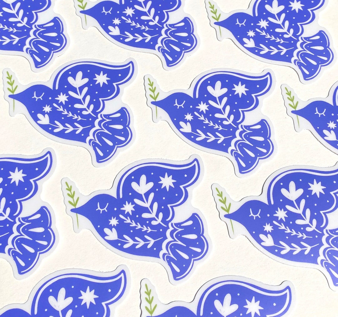 Folk Peace Dove Folk Art Sticker, Vinyl Matte Sticker, Dove Sticker ...