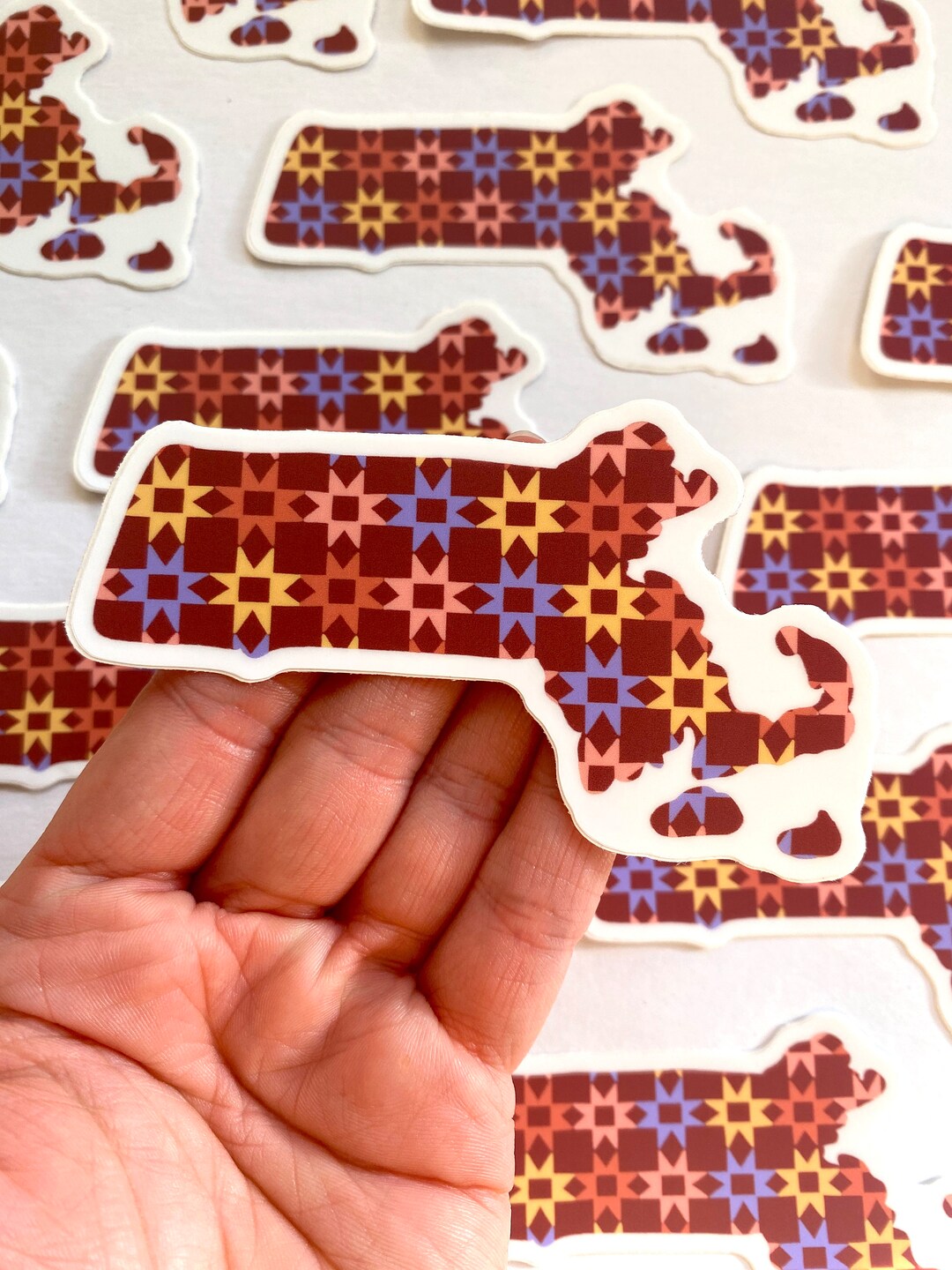 Massachusetts Star Quilt Sticker, Massachusetts Folk Sticker ...