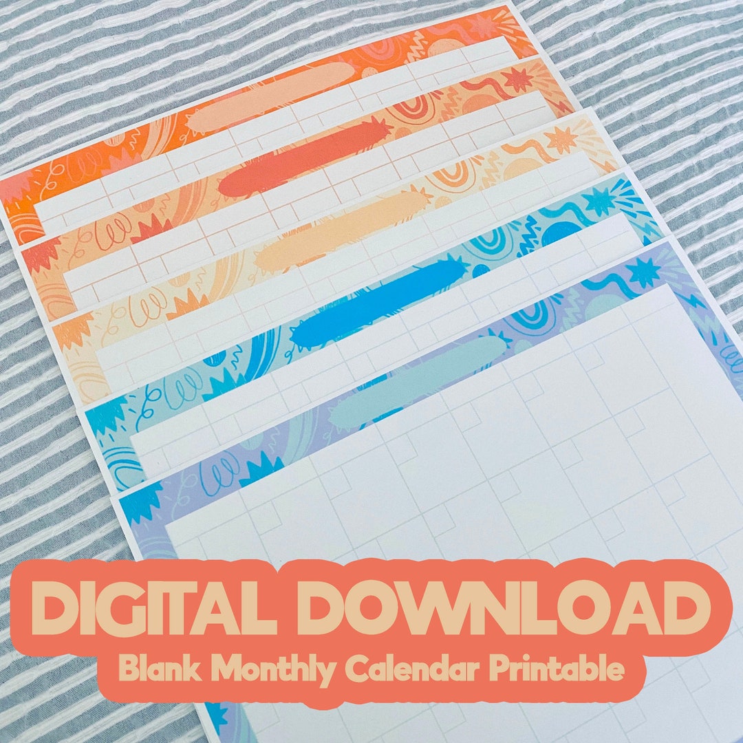 Shooting Stars Undated Calendar, Printable Monthly Planner (digital ...