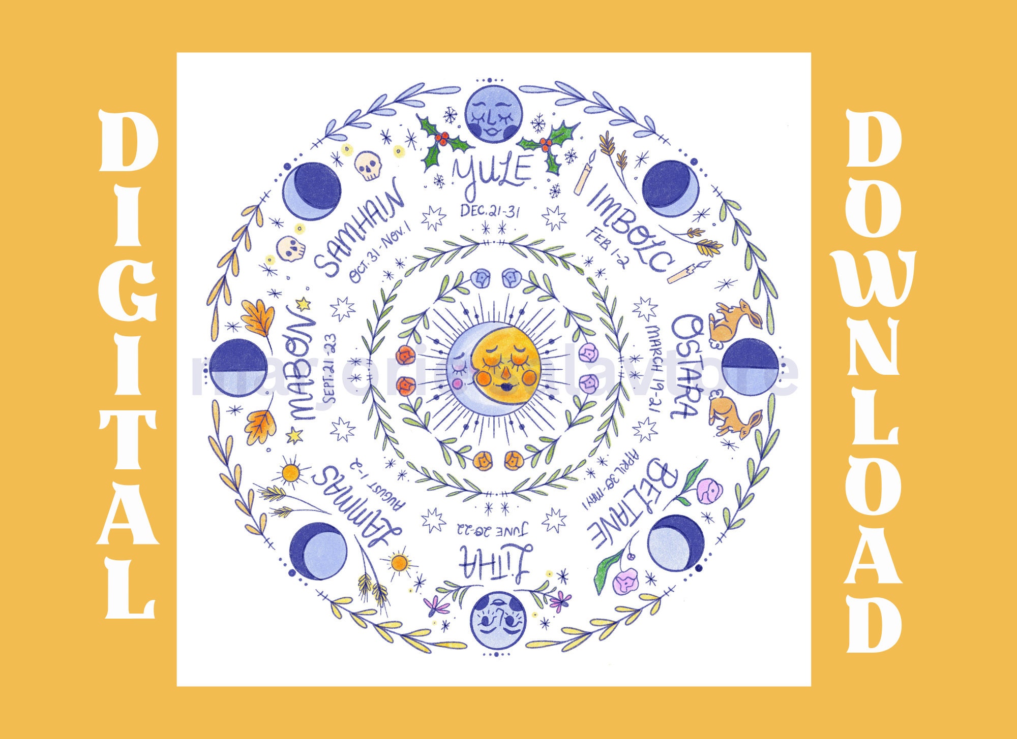 DIGITAL DOWNLOAD Wheel of the Year Print, Pagan Wheel of the Year ...