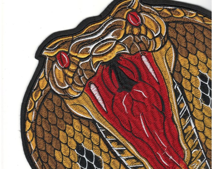 MASSIVE Hooded Cobra Iron-on Embroidered Patch LARGE Cobra | Etsy