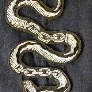 MASSIVE White Snake Iron-on Embroidered Patch - Big Snake Embroidery ...
