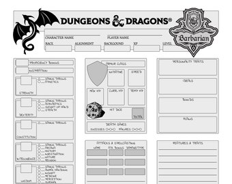 Barbarian 5e Character Sheet - Etsy