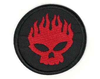 Round Black & White Flaming Skull Style Small Embroidery Patch | Etsy