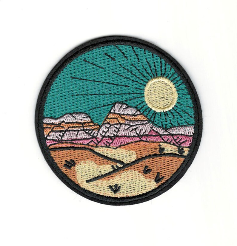 Colorful Mesa Desert Scene Stylized Embroidered Iron-on Patch - Etsy