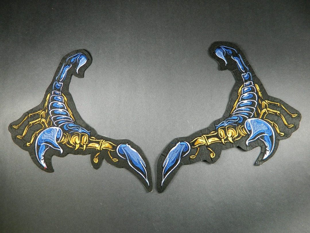 MASSIVE Set Twin Blue & Yellow Scorpions Iron on Embroidered Patches ...