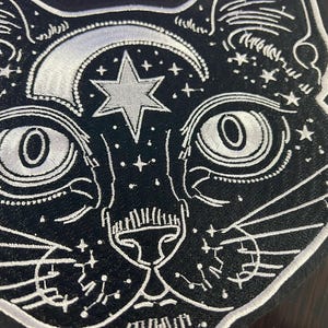 Big Magical Witches Black Kitten Iron-on Embroidered Patch - Big Cat ...
