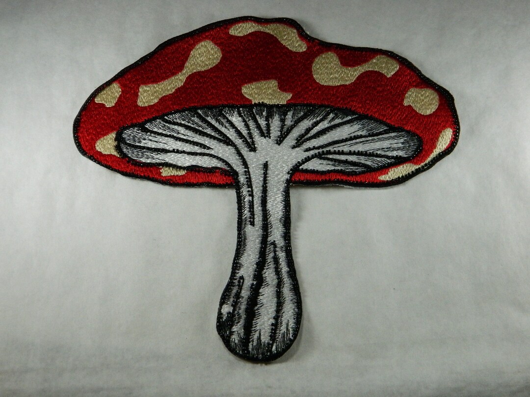 Big Red Embroidery Beaded Mushroom Patch - Sew-on Embroidered and ...