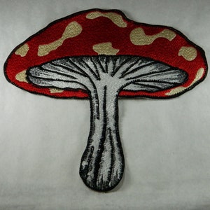 Big Red Embroidery Beaded Mushroom Patch - Sew-on Embroidered and ...