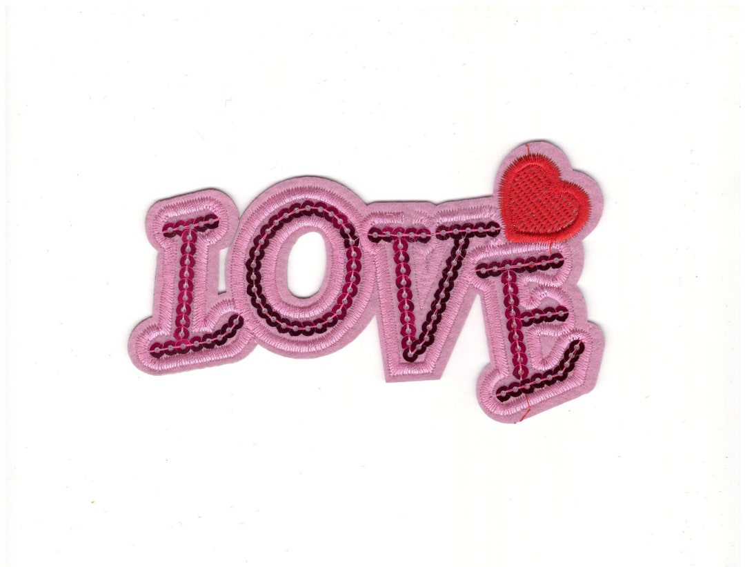 Hot Pink Love With Heart Embroidery Patch Costume Flair - Sparkly ...